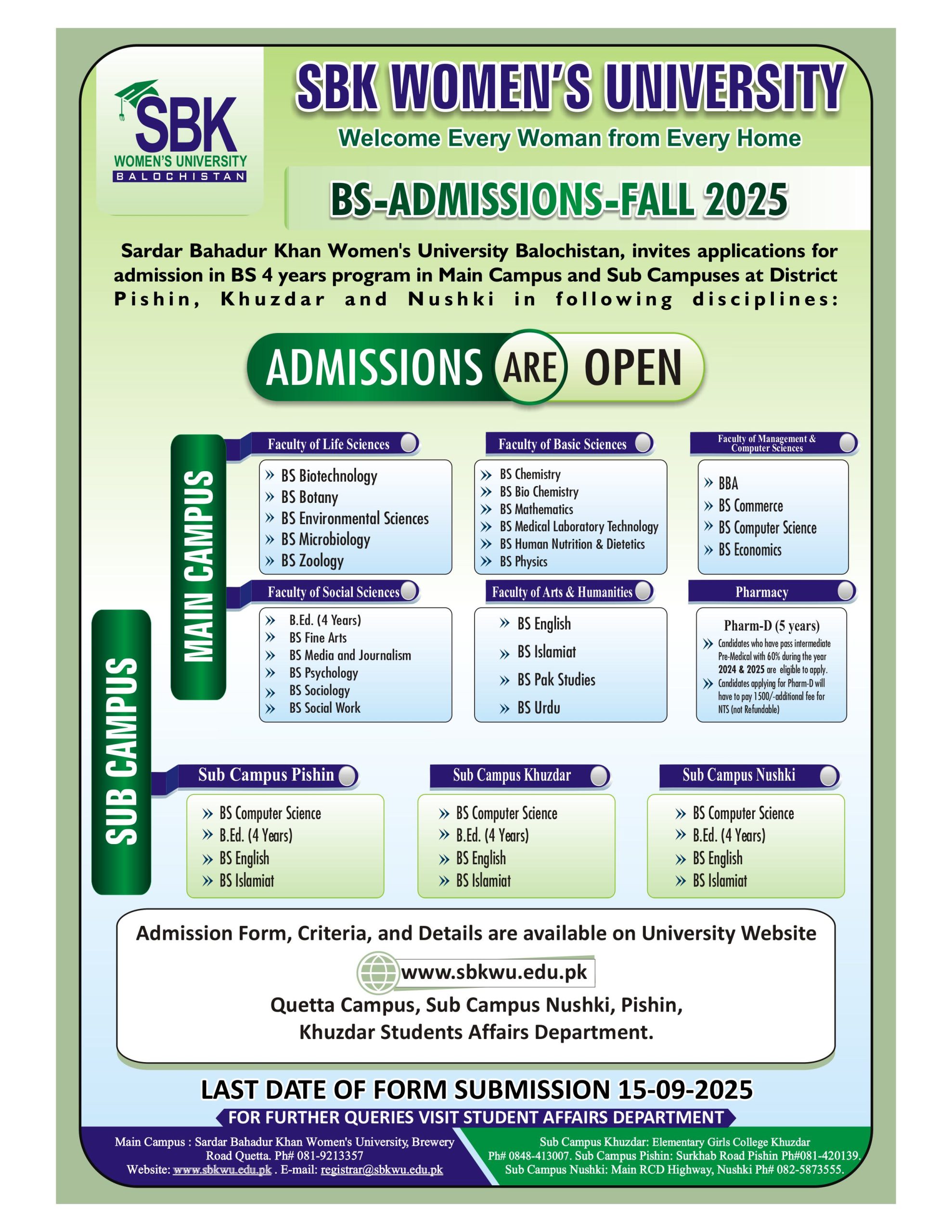Admissions – SBK Women's University